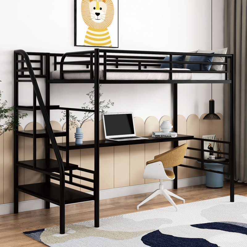 Loft bed with desk wayfair store